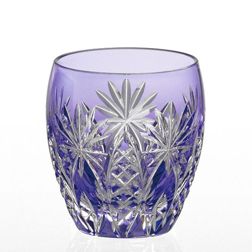 [ROCKS GLASS] WHISKEY GLASS BAMBOO FENCE & STAR (PURPLE) | EDO KIRIKO ...