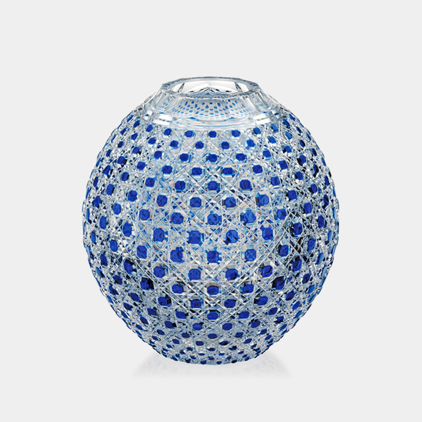 [VASE] ROUND VASE OCTAGONAL BASKET WEAVE (AZURE COLOR) | EDO KIRIKO ...