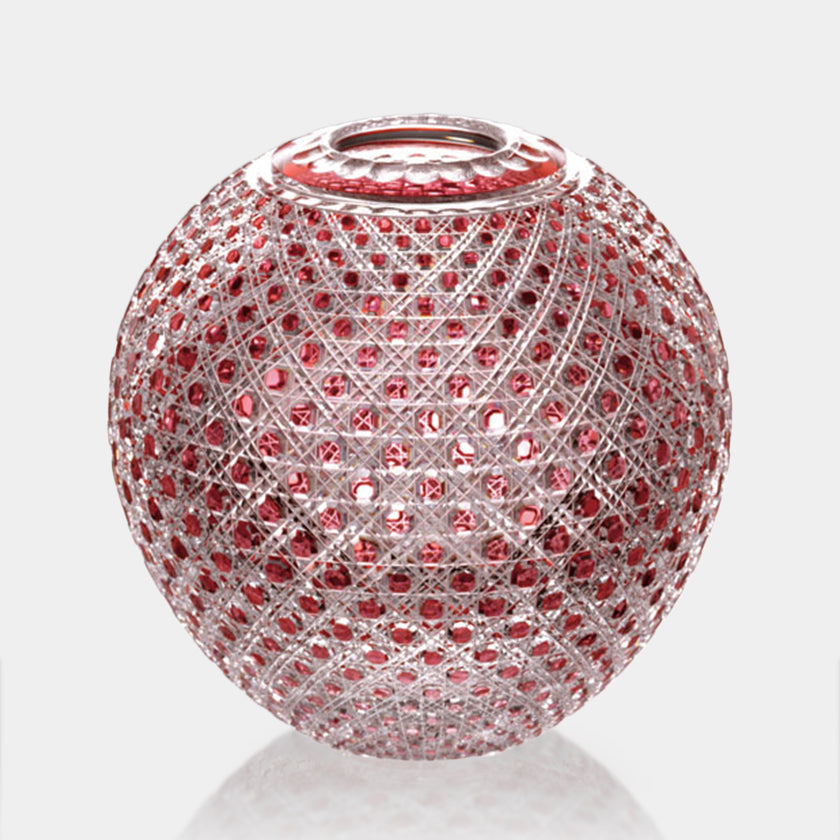 [VASE] ROUND VASE OCTAGONAL BASKET WEAVE (SHINE RED) | EDO KIRIKO ...