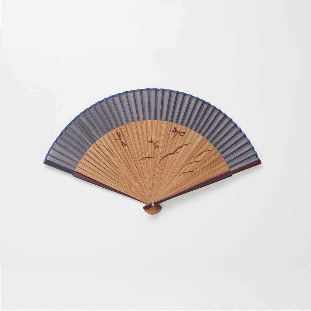 Men's Silk Fan Dragonfly Tea Bone Large Short Ground, Hand Fan, Kyoto ...