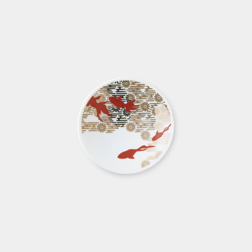 RED GOLD BLACK GOLDFISH, Mamezara (Bean Plate), Small Dish, Mino Wares ...